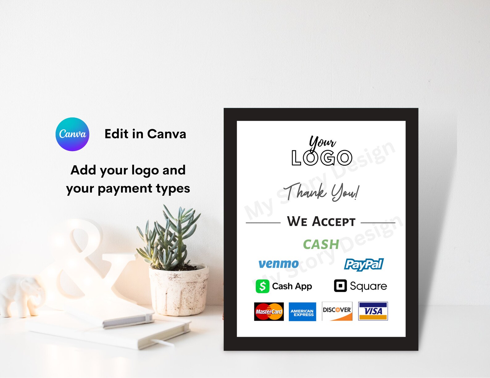 Printable Payment Sign | We Accept Credit Cards Sign | Vendor Payment ...
