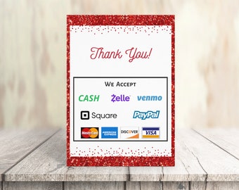 Printable Payment Sign We Accept Credit Cards Sign Vendor | Etsy