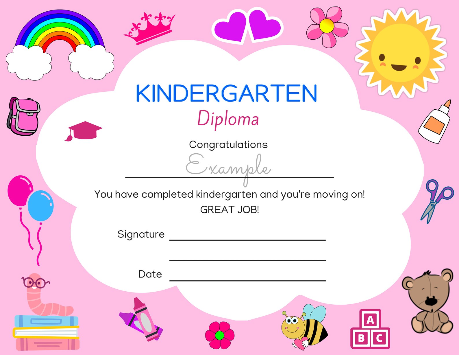 Kindergarten Graduation Diploma | Instant Download | Printable Diploma ...