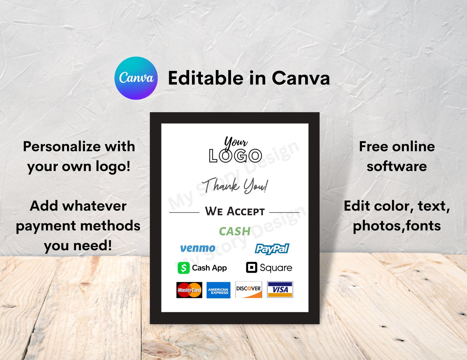 Printable Payment Sign | We Accept Credit Cards Sign | Vendor Payment ...