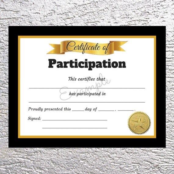 Certificate of Participation Participation Award Award - Etsy