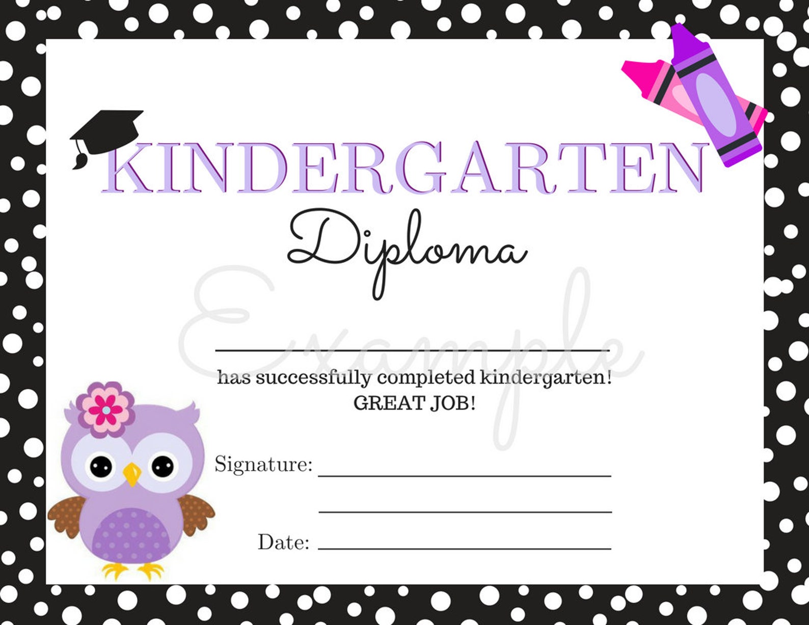 Kindergarten Graduation Diploma Instant Download - Etsy