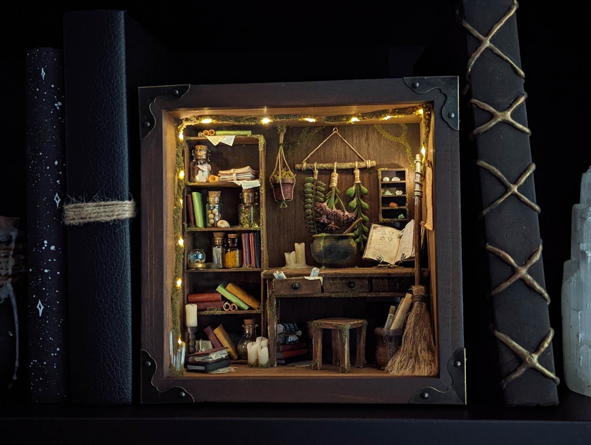 Magical Mage Room Miniature, Miniature Witch House, Light up LED ...