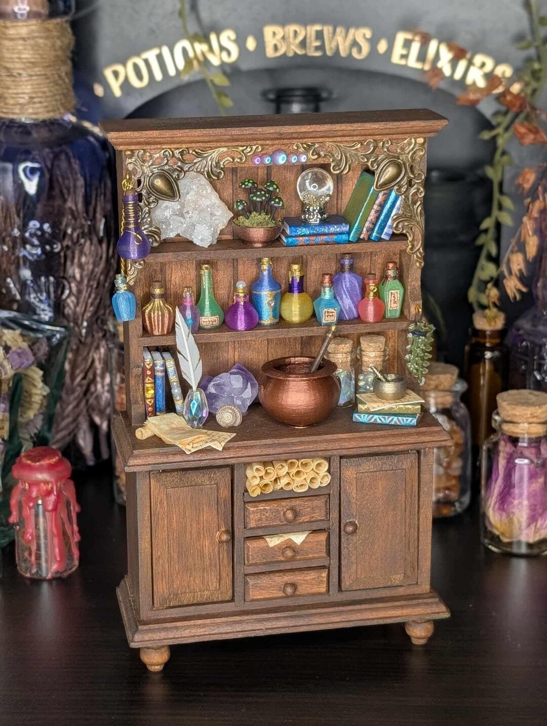 Miniature Potion Witch Cabinet, Miniature Witch Cabinet, Magical Items ...