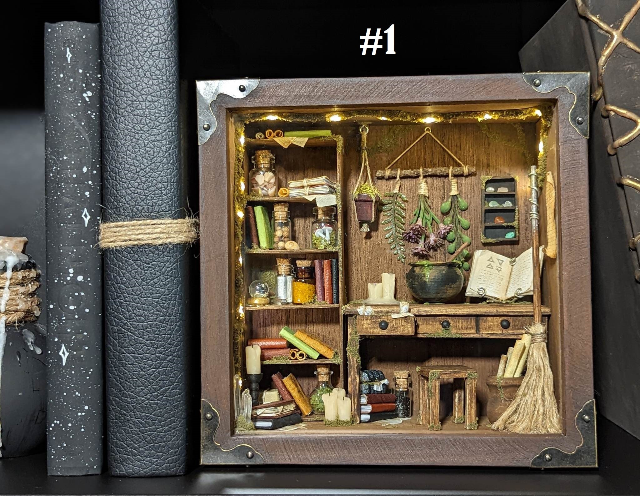 Magical Mage Room Miniature, Miniature Witch House, Light up LED ...