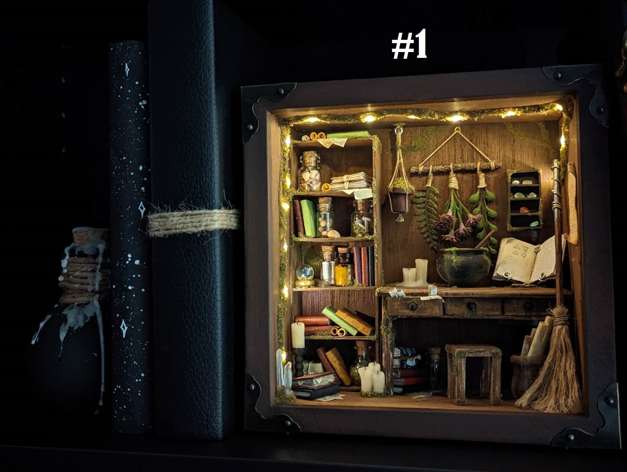 Magical Mage Room Miniature, Miniature Witch House, Light up LED ...