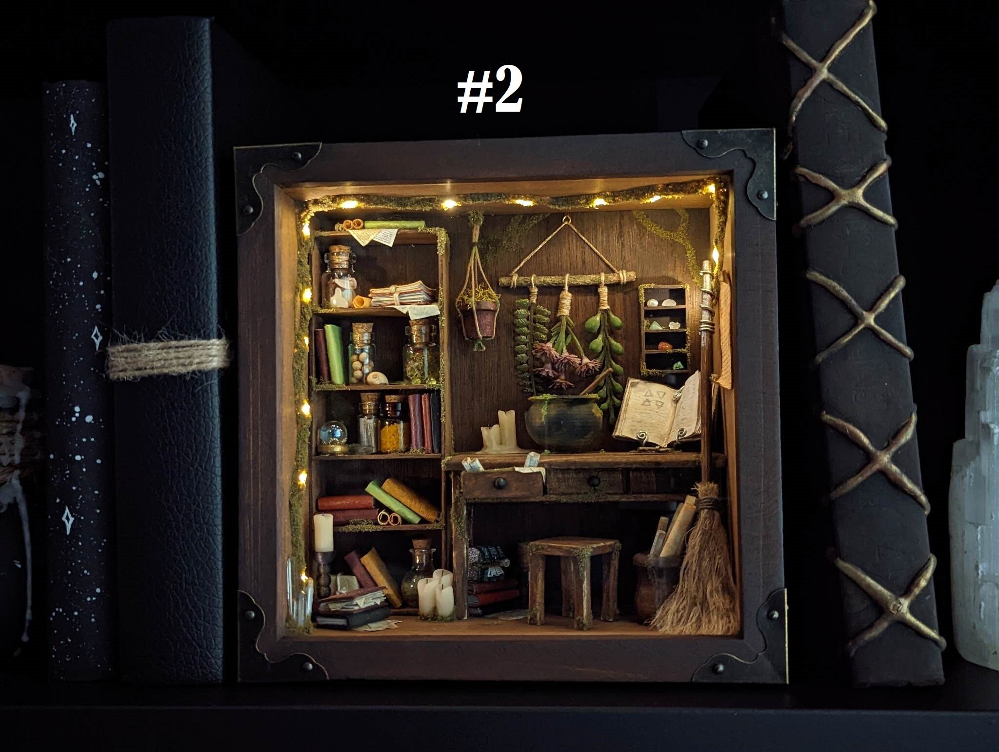 Magical Mage Room Miniature, Miniature Witch House, Light up LED ...