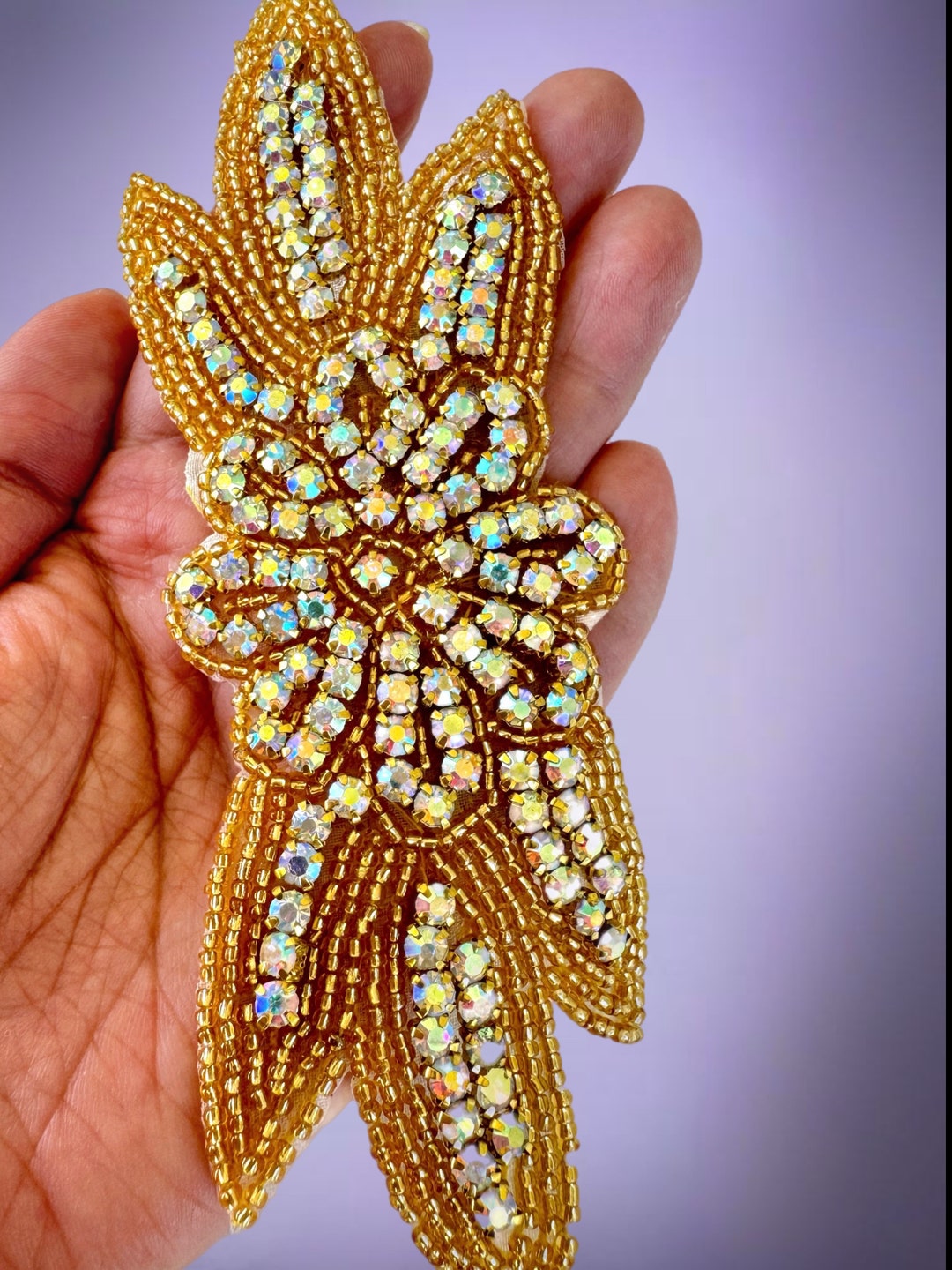 Rhinestone Bead Gold Patch / Dance Costume Embellishment - Etsy