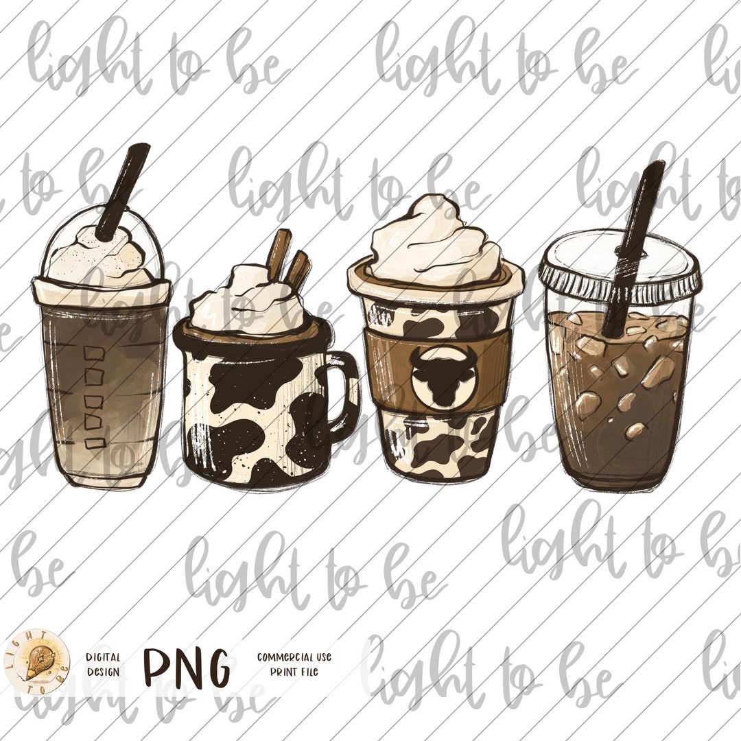 Cows and Coffee PNG, Iced Coffee Latte Cheetah Cowboy Cowgirl Farmer ...