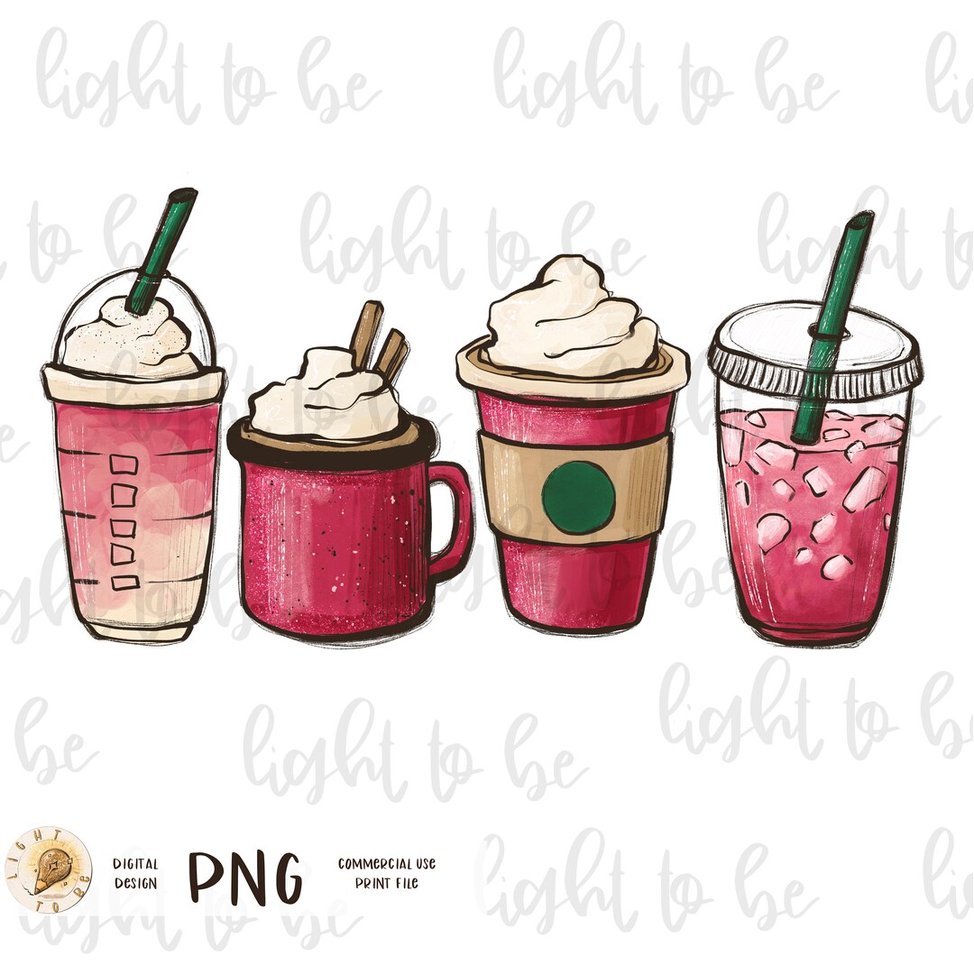Hot Pink Christmas Coffee PNG, Cute Funny Latte Warm Cozy Winter Iced ...