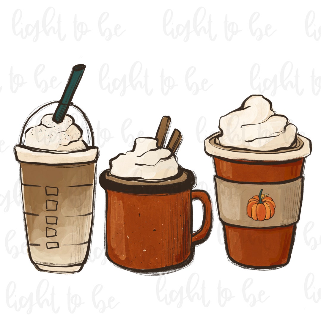Fall Coffee PNG, Warm Cozy Autumn, Cute Funny Orange Pumpkin Latte ...