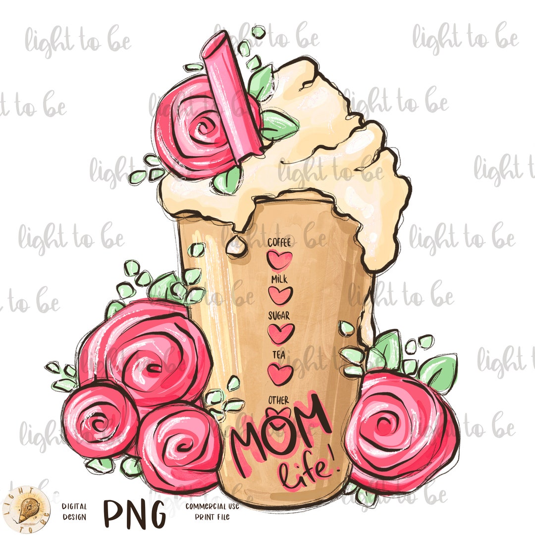 Mother's Day Coffee PNG, MOM Fuel Latte Cute Funny Gift Mama, Iced ...
