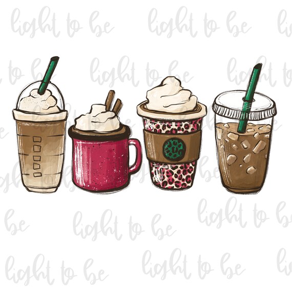 Pink Coffee PNG Leopard Cheetah Fancy Warm Cozy Winter Iced - Etsy