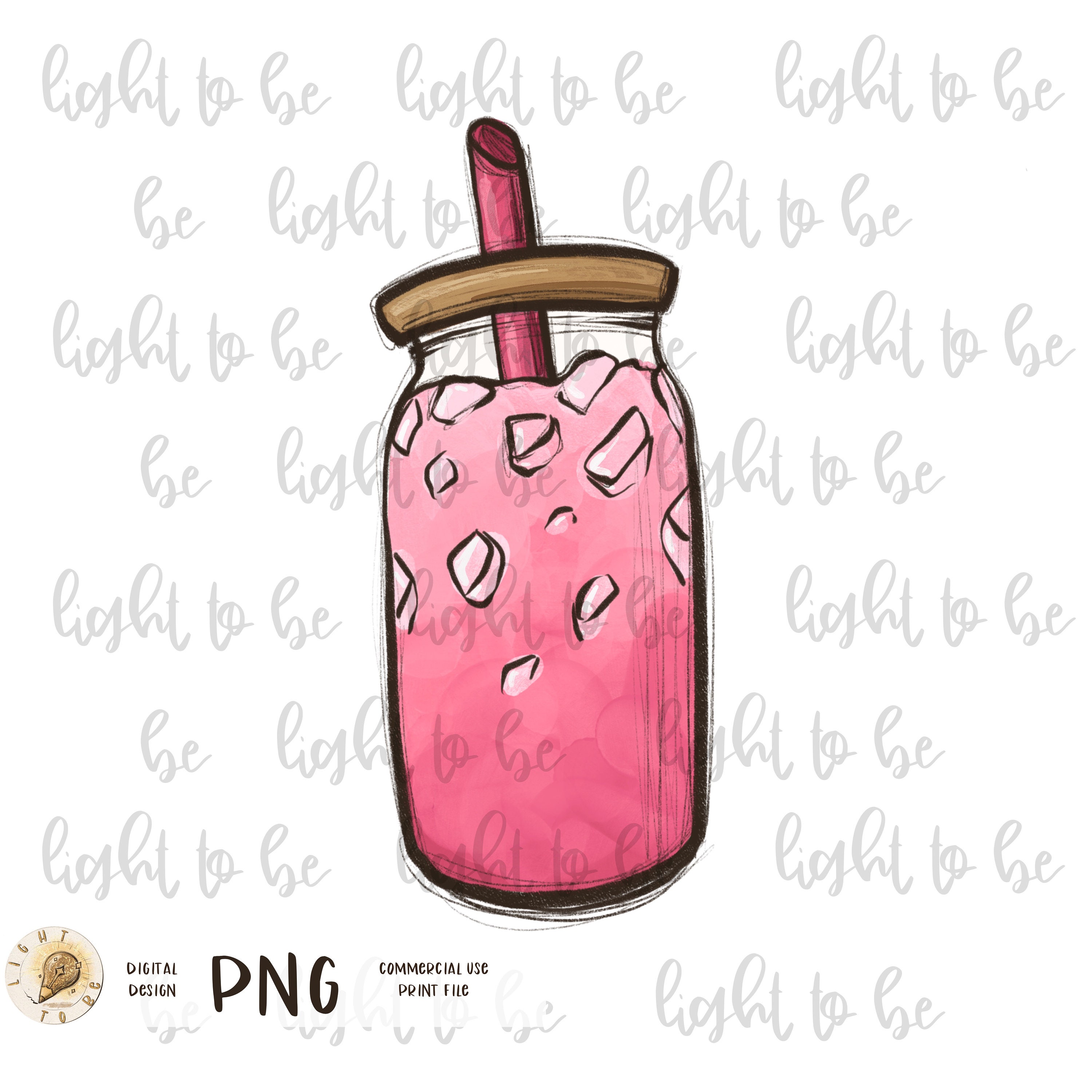 Pink Drink With Bamboo Lid PNG Latte Iced Coffee Frappe - Etsy