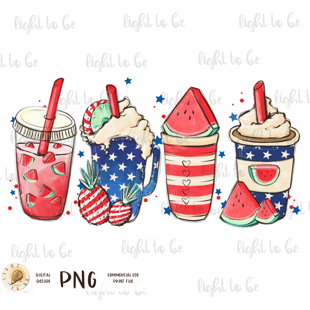 4th of July Coffee Independence PNG USA America Coffee Latte Patriot ...