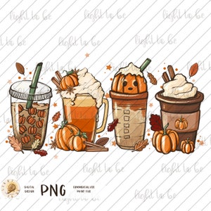 Fall Latte PNG Pumpkin Spice PSL Leaves Coffee Thanksgiving - Etsy