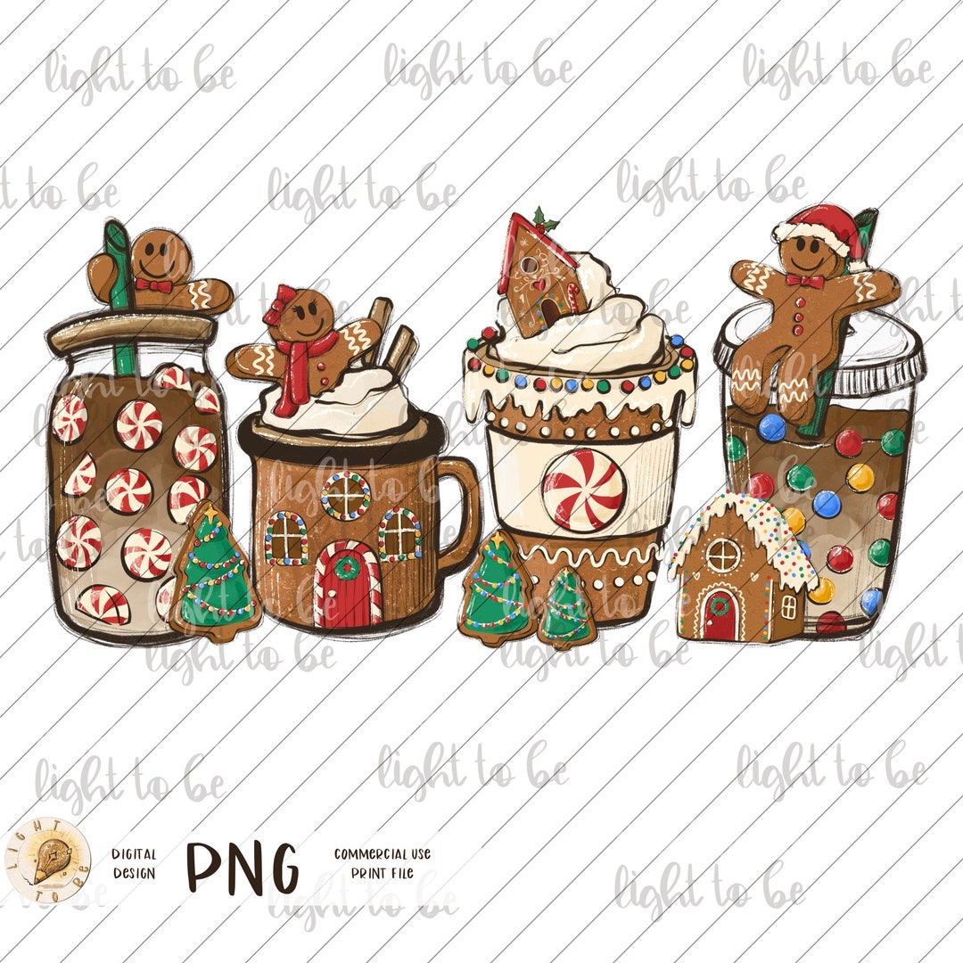 Gingerbread Coffee PNG, Christmas Houses Peppermint Iced Latte Sweets ...