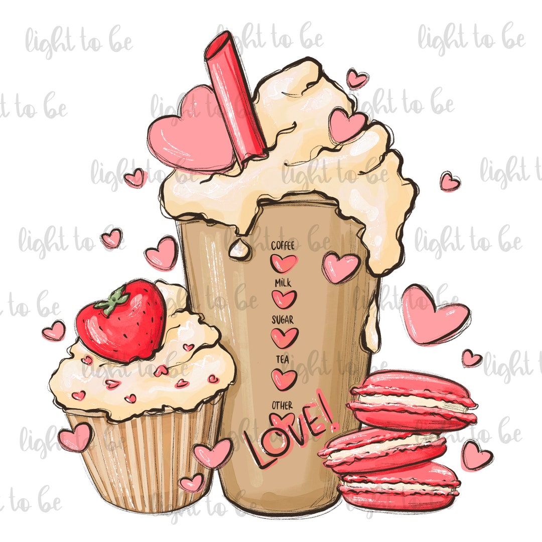 Valentine Cute Funny Coffee Lover PNG, Latte Iced Coffee Digital ...