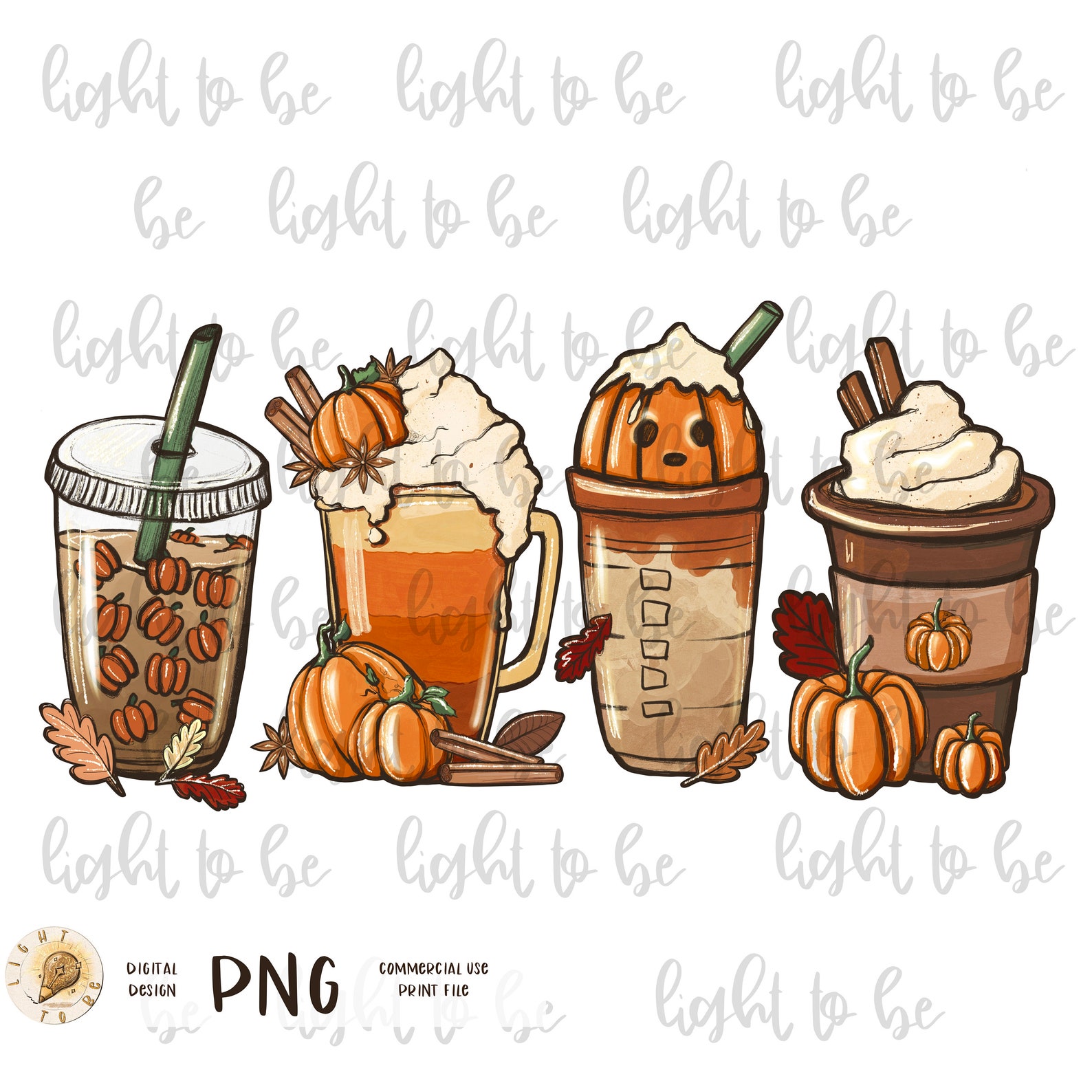 Fall Coffee PNG Pumpkin Spice Latte Iced Warm Cozy Autumn - Etsy