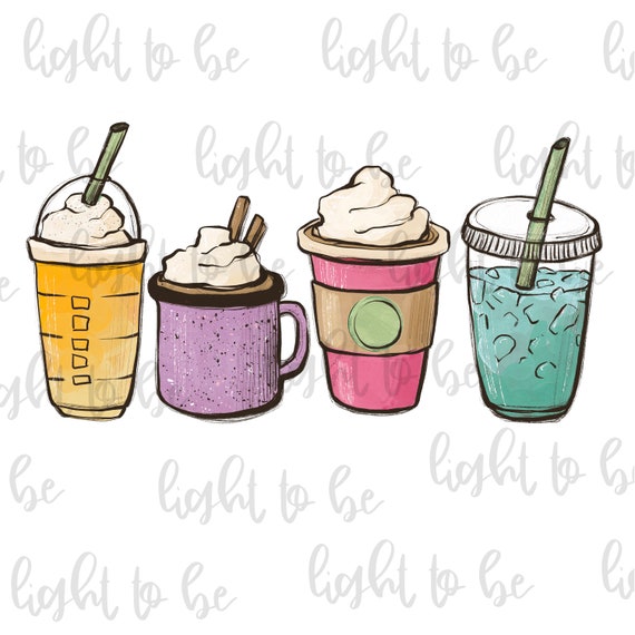 Spring Pastel Coffee Lover PNG Latte Iced Coffee Digital - Etsy