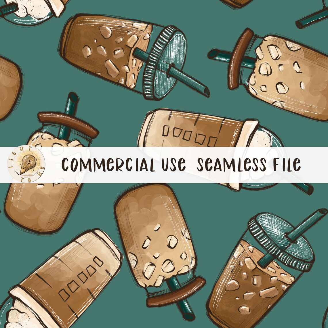 Iced Coffee Seamless Pattern JPG PNG Frappuccino Iced Coffee - Etsy