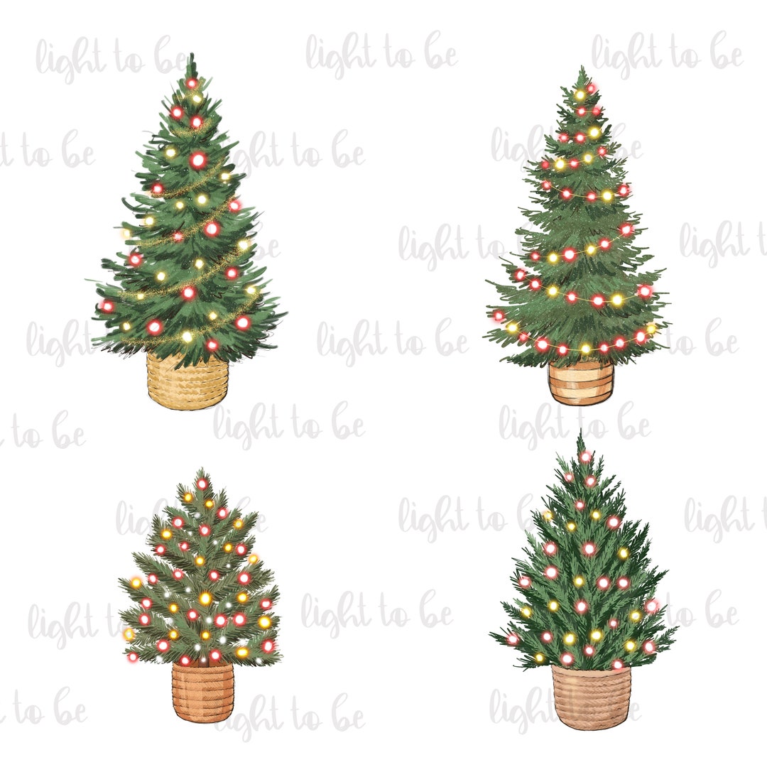 Christmas Tree 4 PNG, Trees Clipart Lights Snow Cozy Winter Digital ...