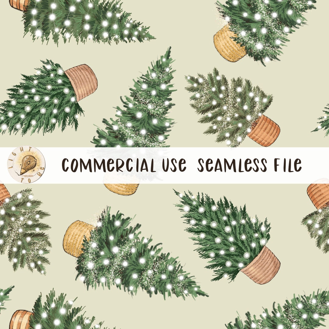 Christmas Trees Seamless Pattern JPG, PNG, Christian Fabric Design ...