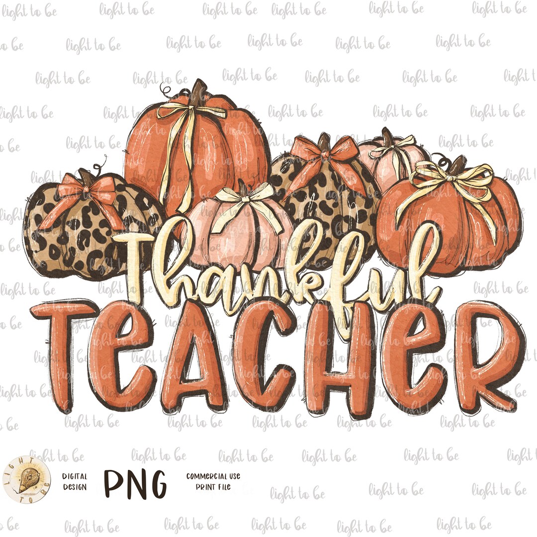 Thankful Teacher Fall Pumpkins PNG: Leopard Cheetah Print (digital ...