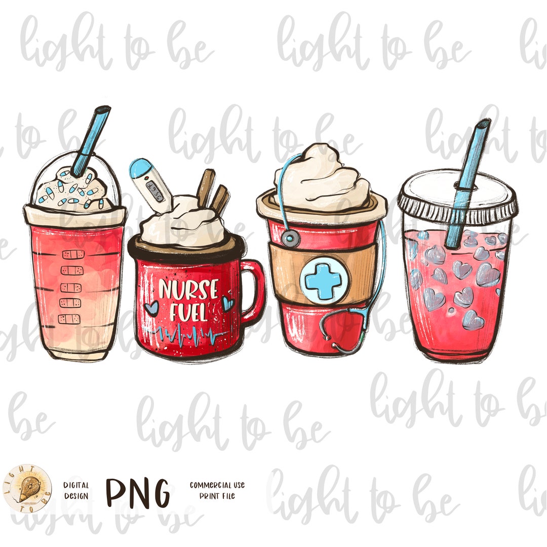 Nurse Coffee Lover PNG, JPG Latte Iced Coffee Medical Funny Digital ...