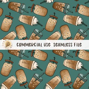 Iced Coffee Seamless Pattern JPG, PNG, Frappuccino Iced Coffee Bamboo ...