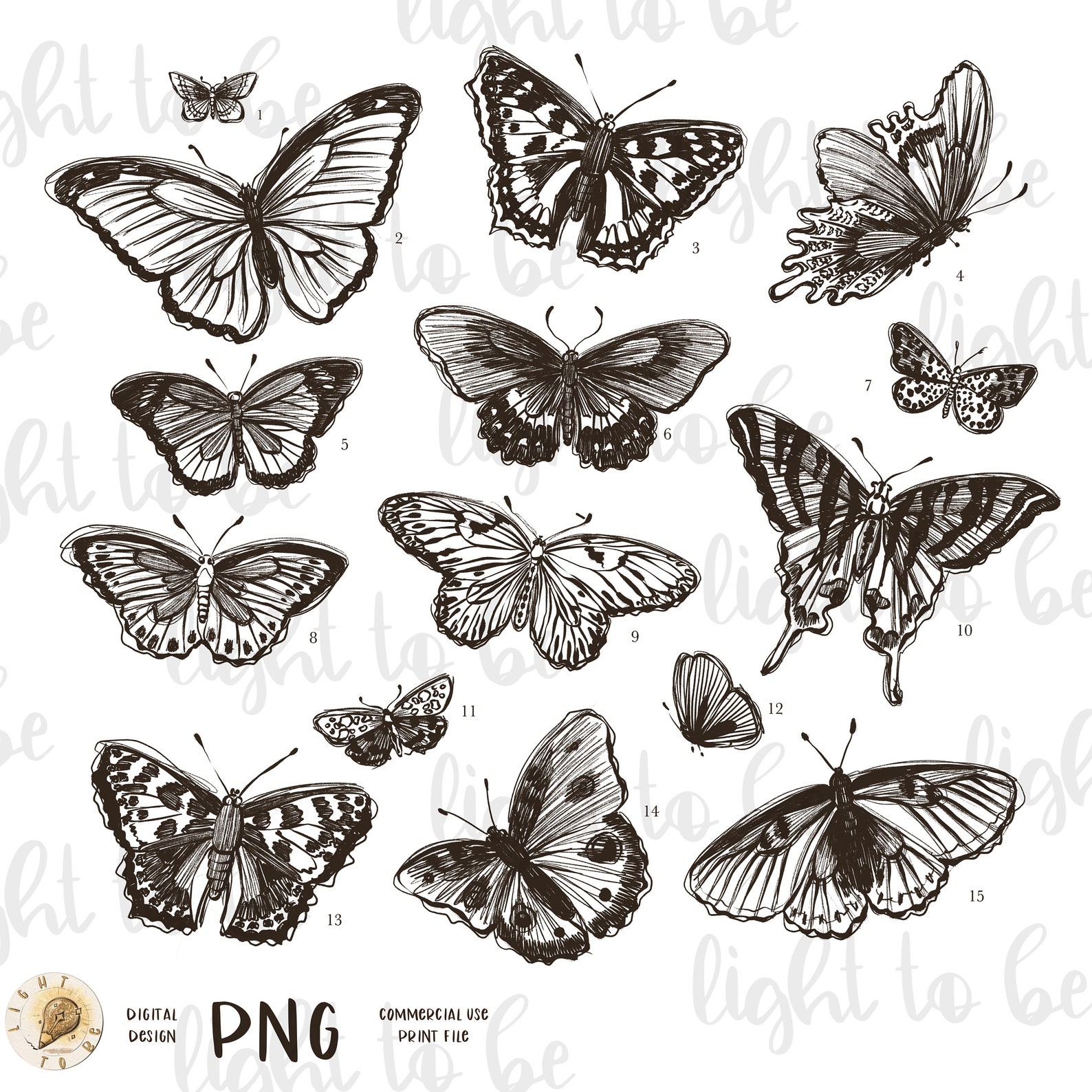 Butterfly PNG Butterflies Chart Vintage Retro Aesthetic Boho | Etsy