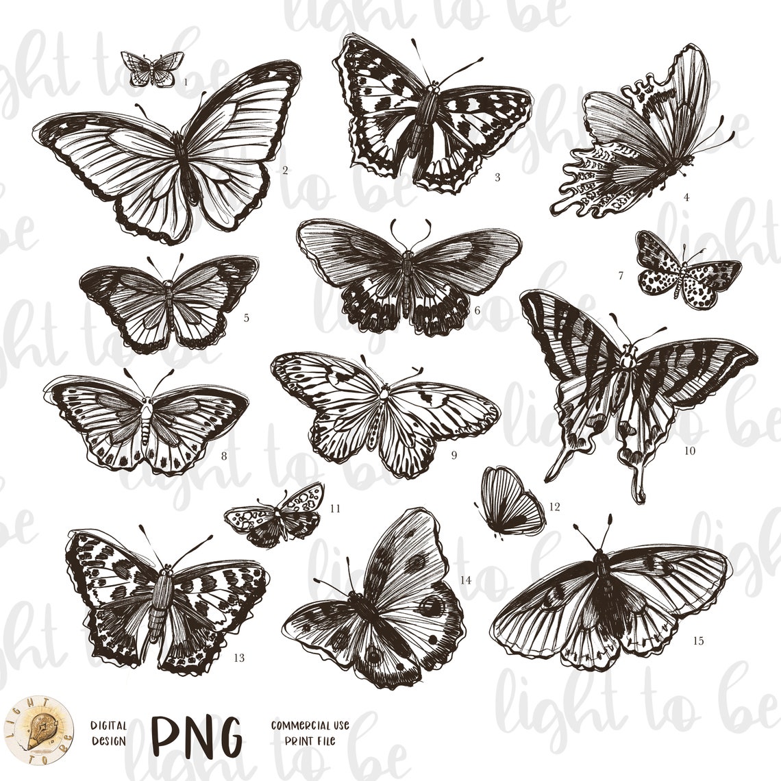 Butterfly PNG Butterflies Chart Vintage Retro Aesthetic Boho - Etsy