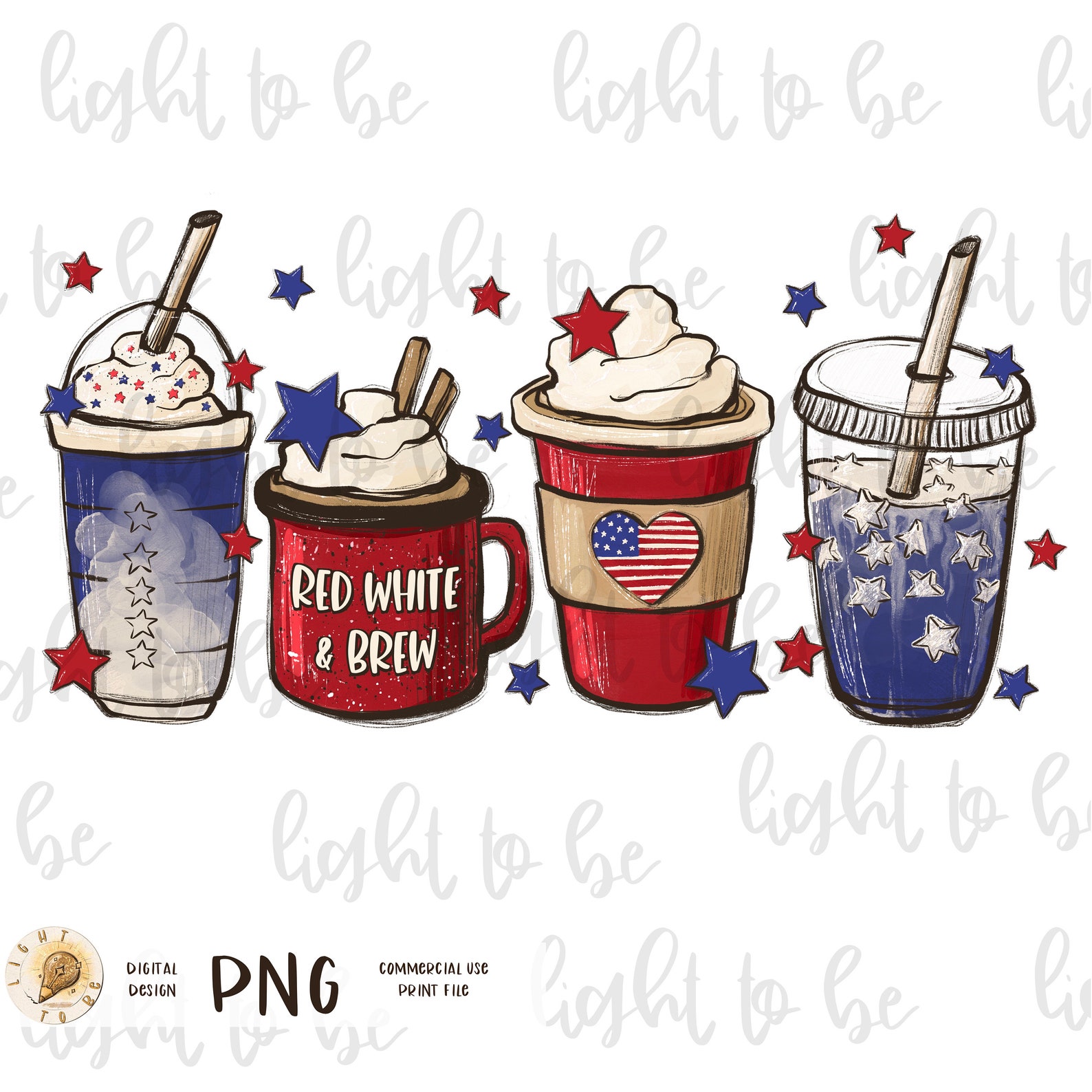 4th of July Coffee Independence PNG Iced Coffee Latte - Etsy