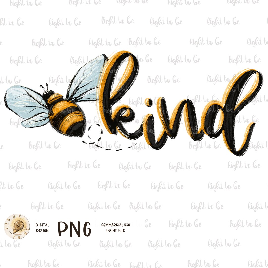 Bee Kind PNG: Hand Drawn Bumblebee, Positive Quote (digital Download ...