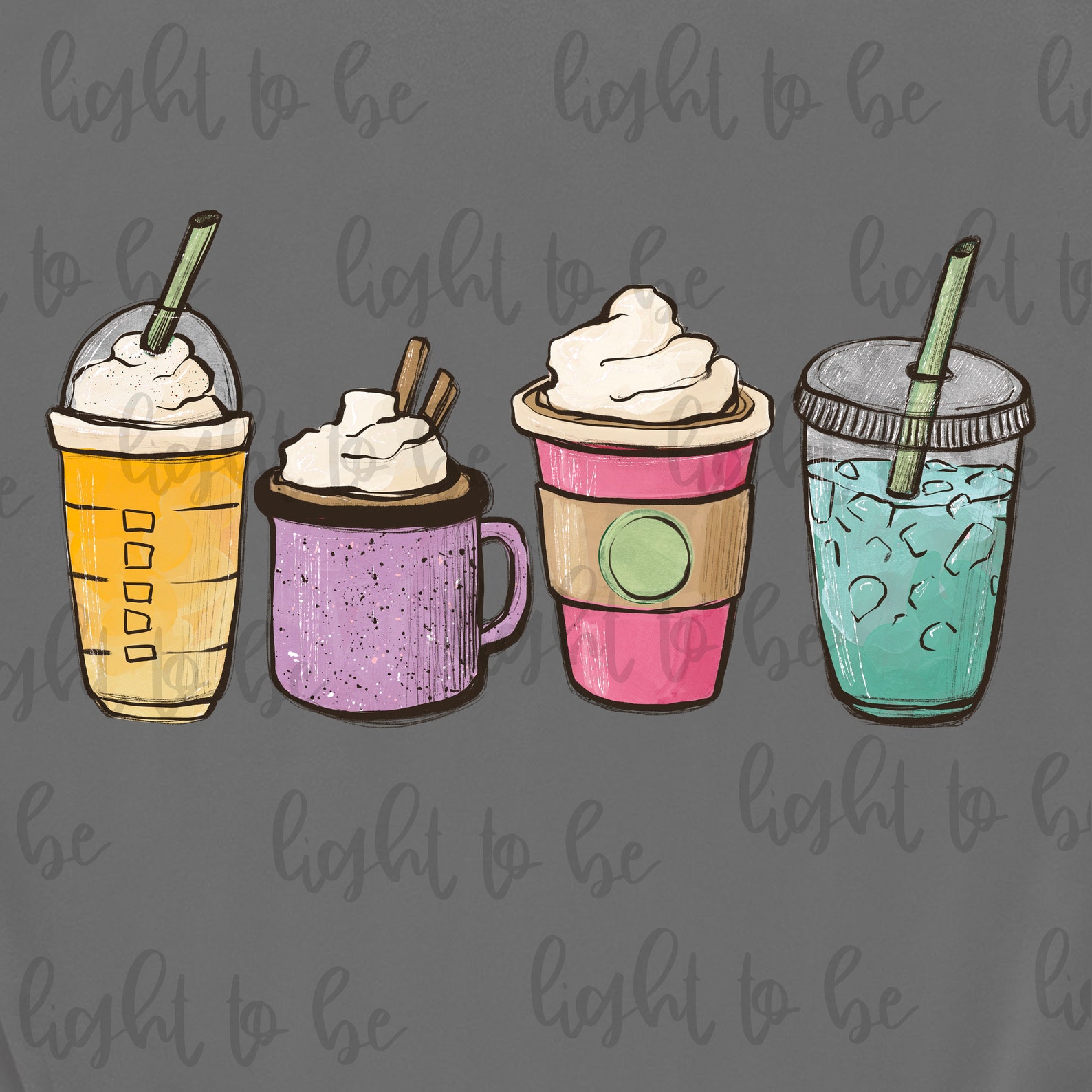 Spring Pastel Coffee Lover PNG Latte Iced Coffee Digital - Etsy