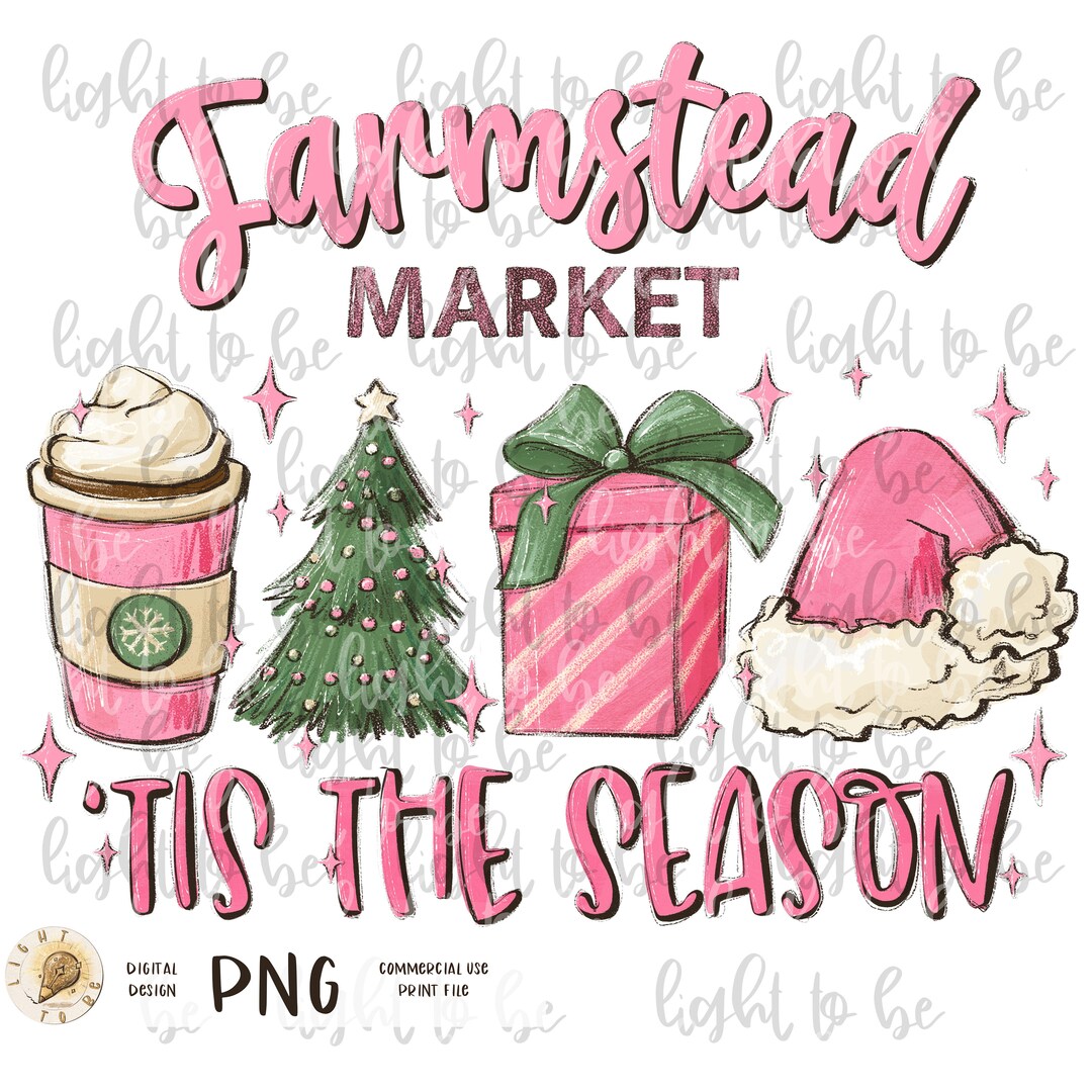 Farmstead Market, Tis the Season Pink Christmas PNG Winter Latte Vibes ...