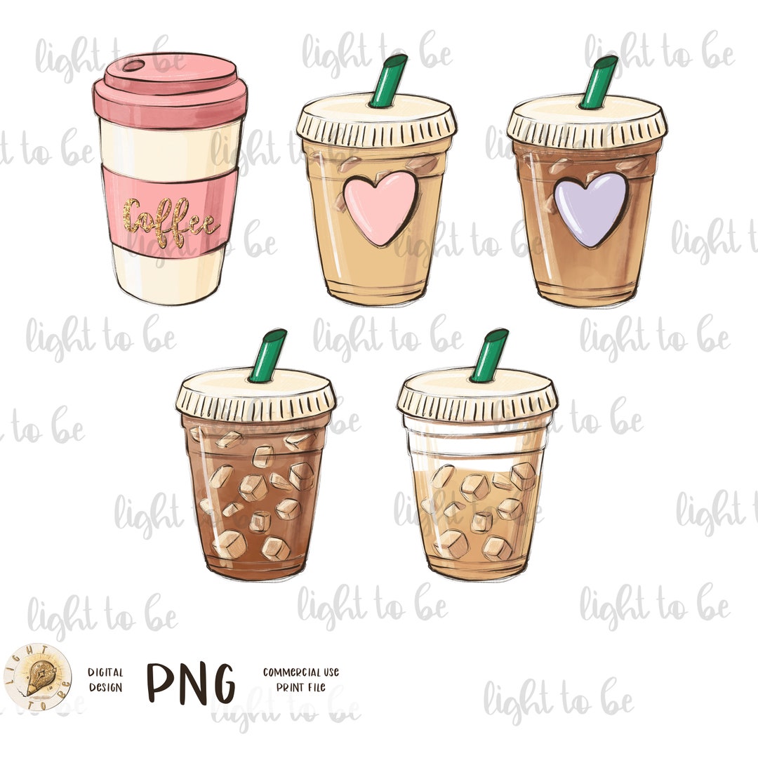 Cute Coffee Lover PNG Cute Funny Latte Iced Coffee Pink Glitter Digital ...