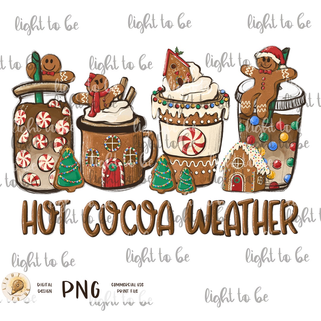 Hot Cocoa Weather PNG, Gingerbread Coffee, Christmas Houses Peppermint ...