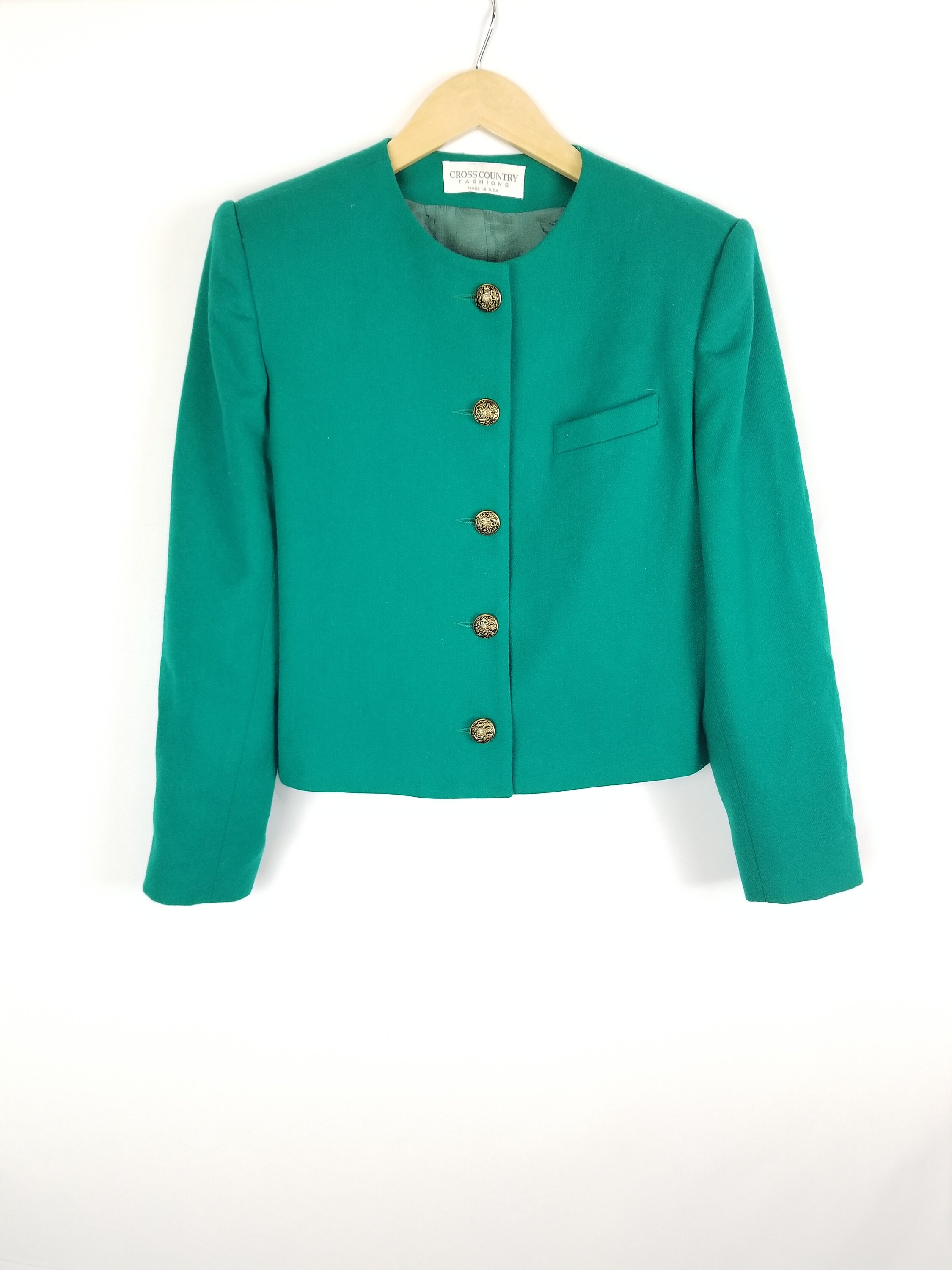 Vintage Wool Jacket Green Pure Wool Cropped Jacket Size 10 12 - Etsy