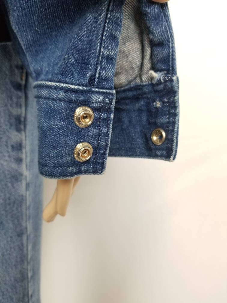 Vintage 80s Denim Jacket: Snap Button Cotton Jean Jacket (womens L) - Etsy