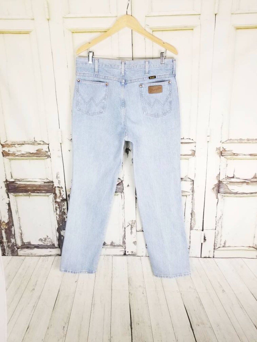 Wrangler Jeans Light Wash Blue Slim Straight Leg Jeans Size 33 34 - Etsy