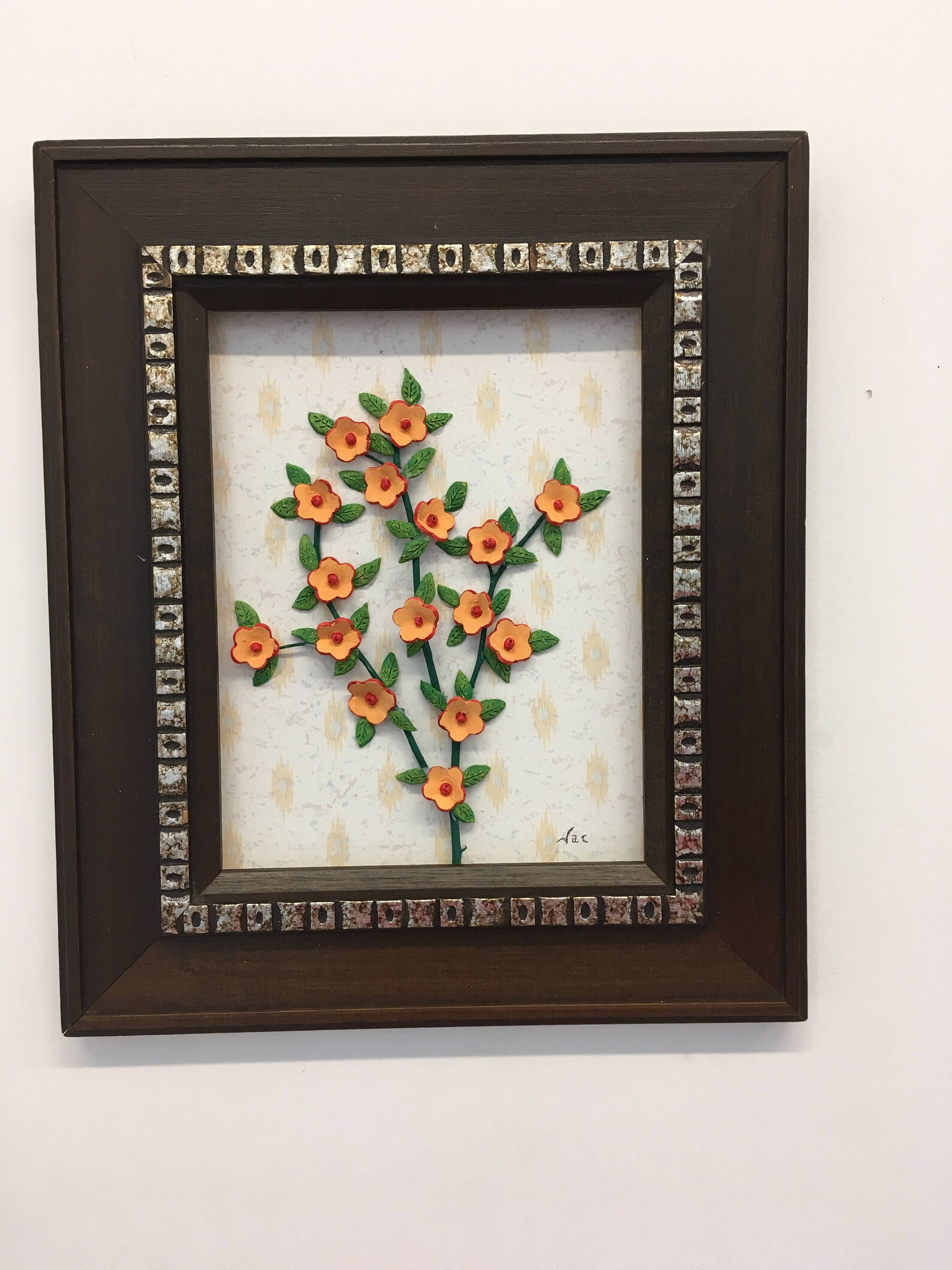 Recycled Frame With Small Orange Flowers - Etsy