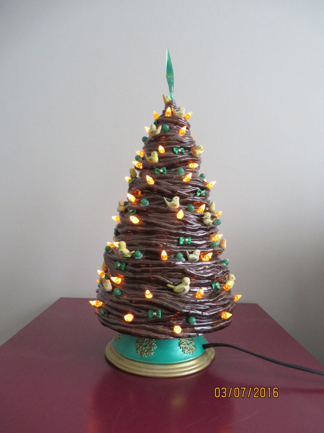 Twisted Christmas Tree With Small Yellow Birds - Etsy