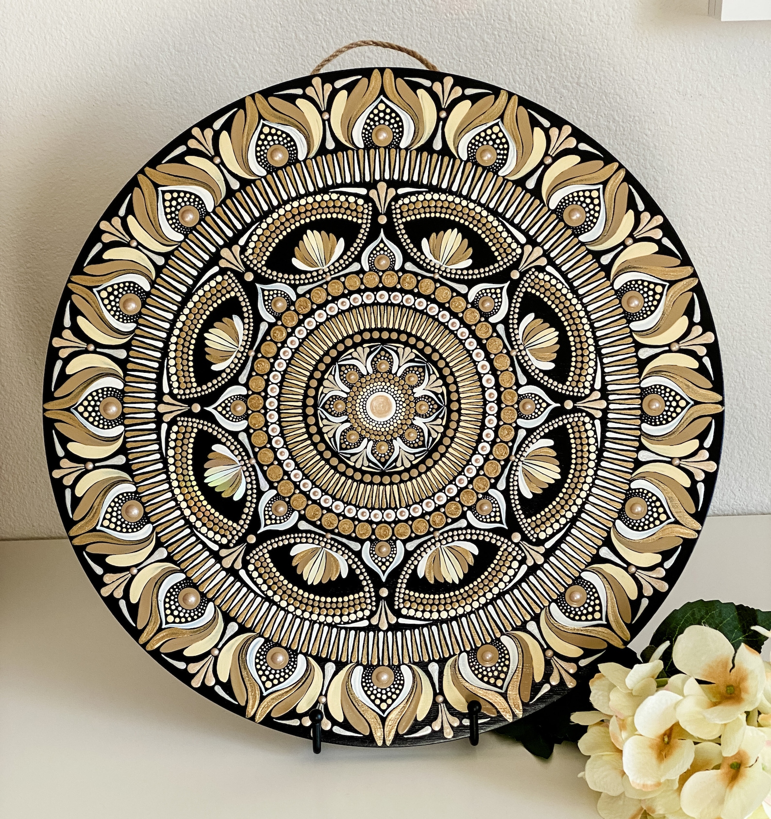 15” Hand-painted Wooden Dot Art Mandala Wall Hanging - Etsy