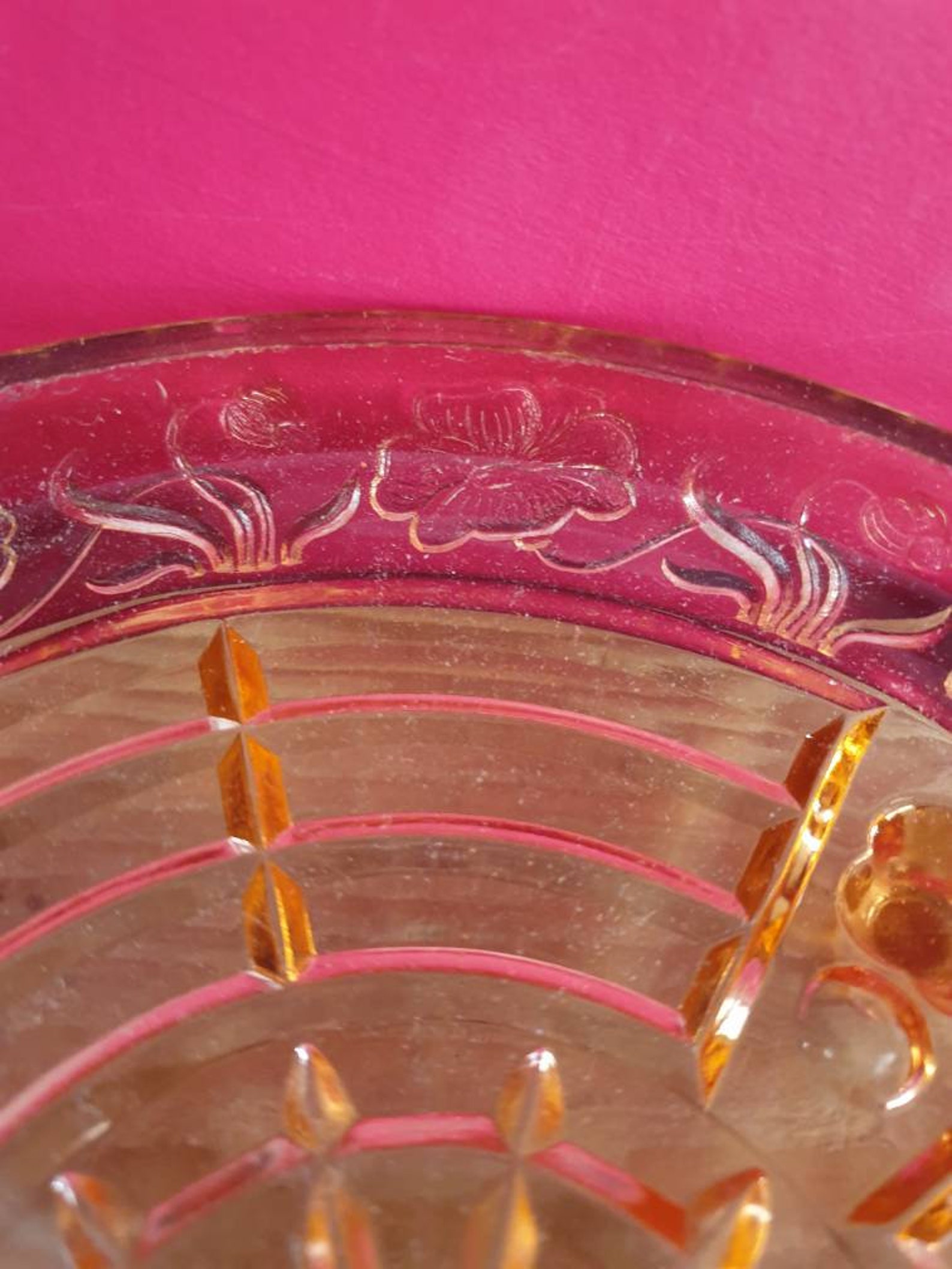 Pale Orange Vintage Glass Plate. - Etsy UK