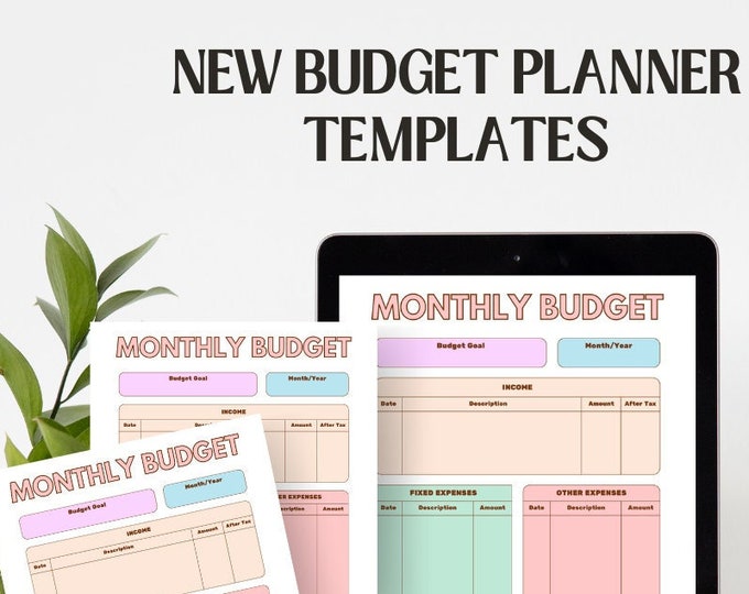 Pink Blue Monthly Budget Planner, Colorful Finance Organizer, Budget ...