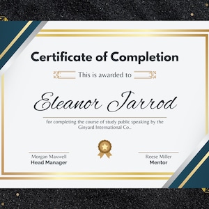 Elegant Blue & White Public Speaking Certificate Template, Professional ...