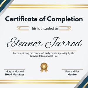 Elegant Blue & White Public Speaking Certificate Template, Professional ...