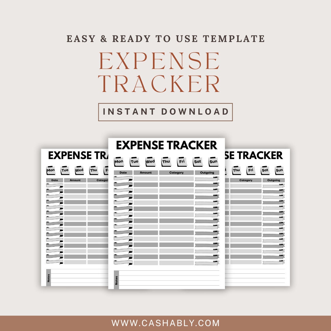 Contemporary Expense Tracker Sheet, Minimalist Financial Journal ...
