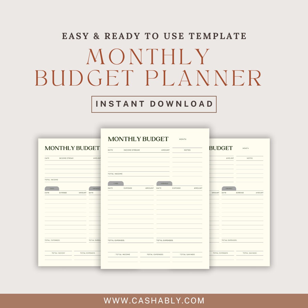 Minimalist Budget Planner Ivory Green, Neutral Monthly Expense Tracker ...